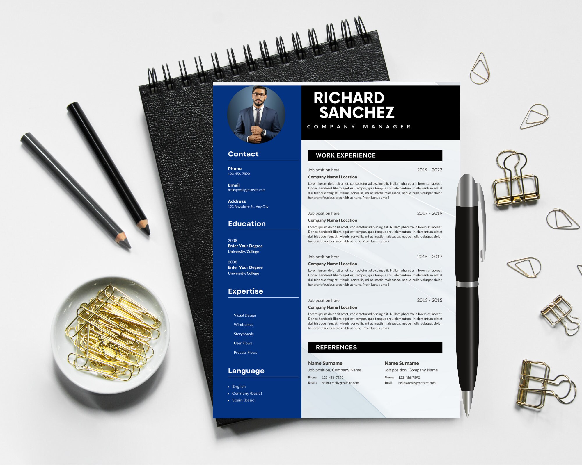 Company Manager Resume Template, Modern Resume Template Word ...