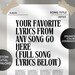 DIGITAL DOWNLOAD Custom Lyric Poster | Personalized Wall Art ...