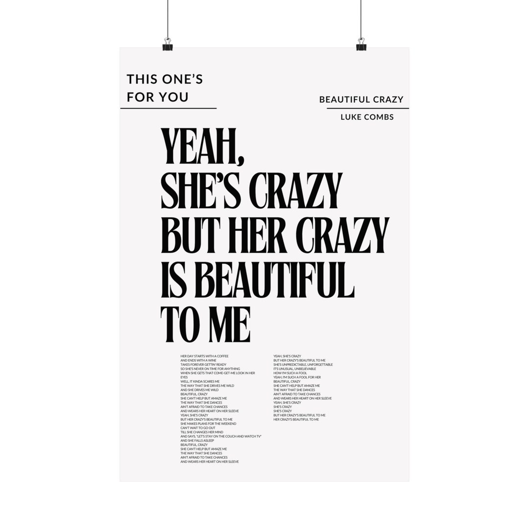 UNFRAMED Beautiful Crazy Poster - Etsy
