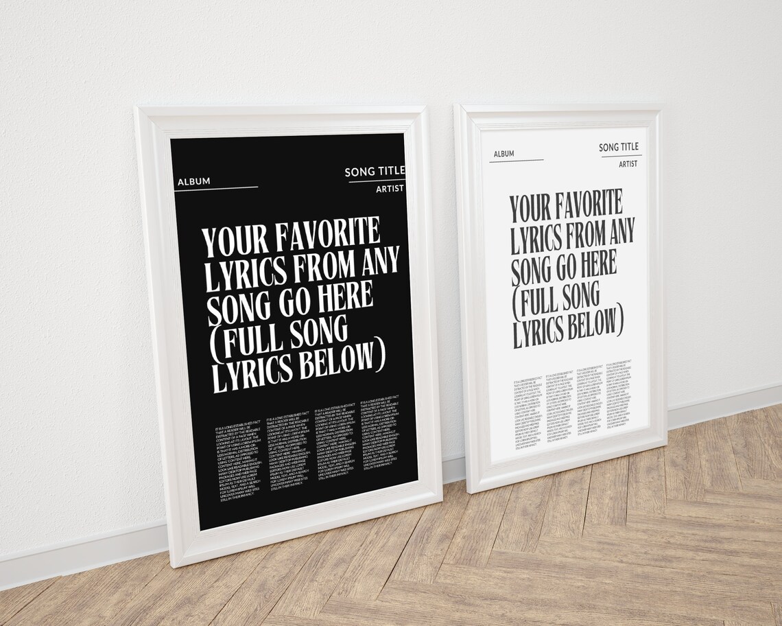 DIGITAL DOWNLOAD Custom Lyric Poster | Personalized Wall Art ...