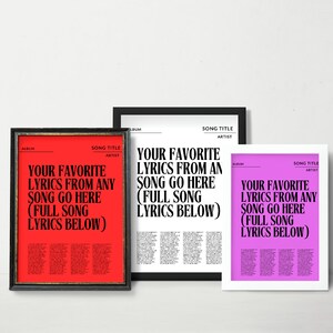 DIGITAL DOWNLOAD Custom Lyric Poster | Personalized Wall Art ...