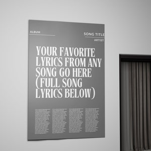 DIGITAL DOWNLOAD Custom Lyric Poster | Personalized Wall Art ...