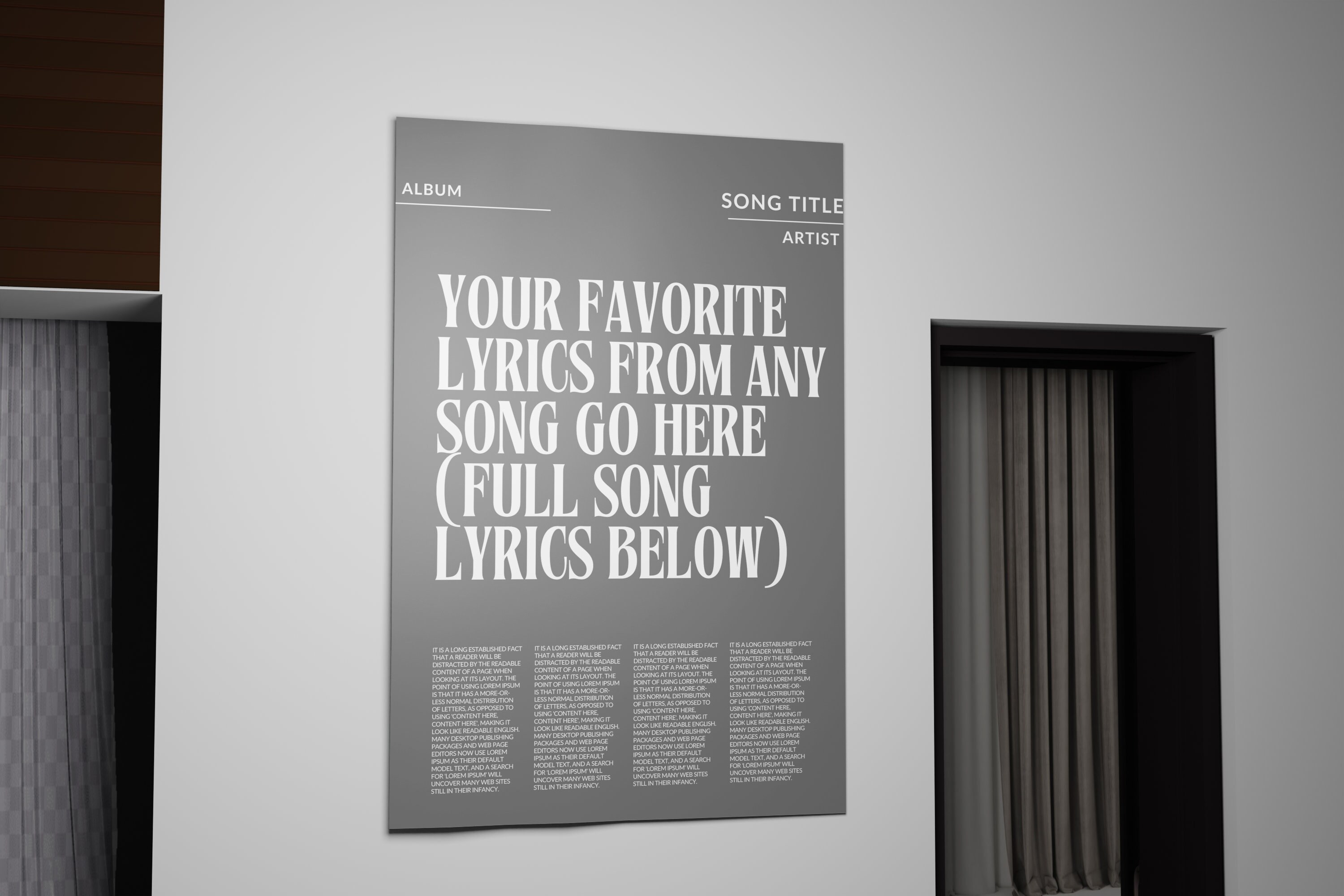 DIGITAL DOWNLOAD Custom Lyric Poster | Personalized Wall Art ...