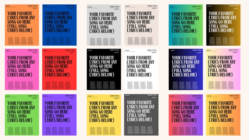 DIGITAL DOWNLOAD Custom Lyric Poster | Personalized Wall Art ...