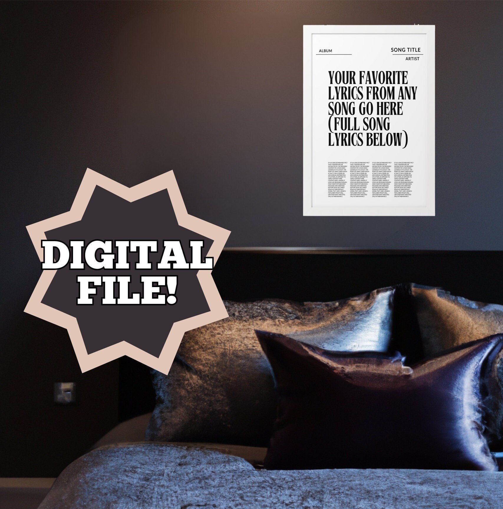 DIGITAL DOWNLOAD Custom Lyric Poster | Personalized Wall Art ...