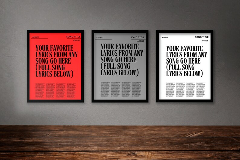 DIGITAL DOWNLOAD Custom Lyric Poster | Personalized Wall Art ...