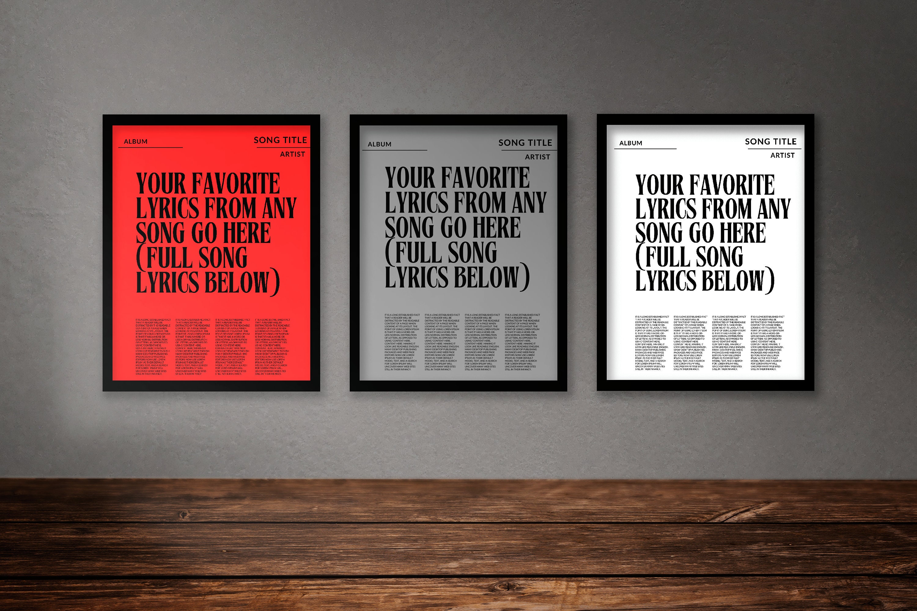 DIGITAL DOWNLOAD Custom Lyric Poster | Personalized Wall Art ...