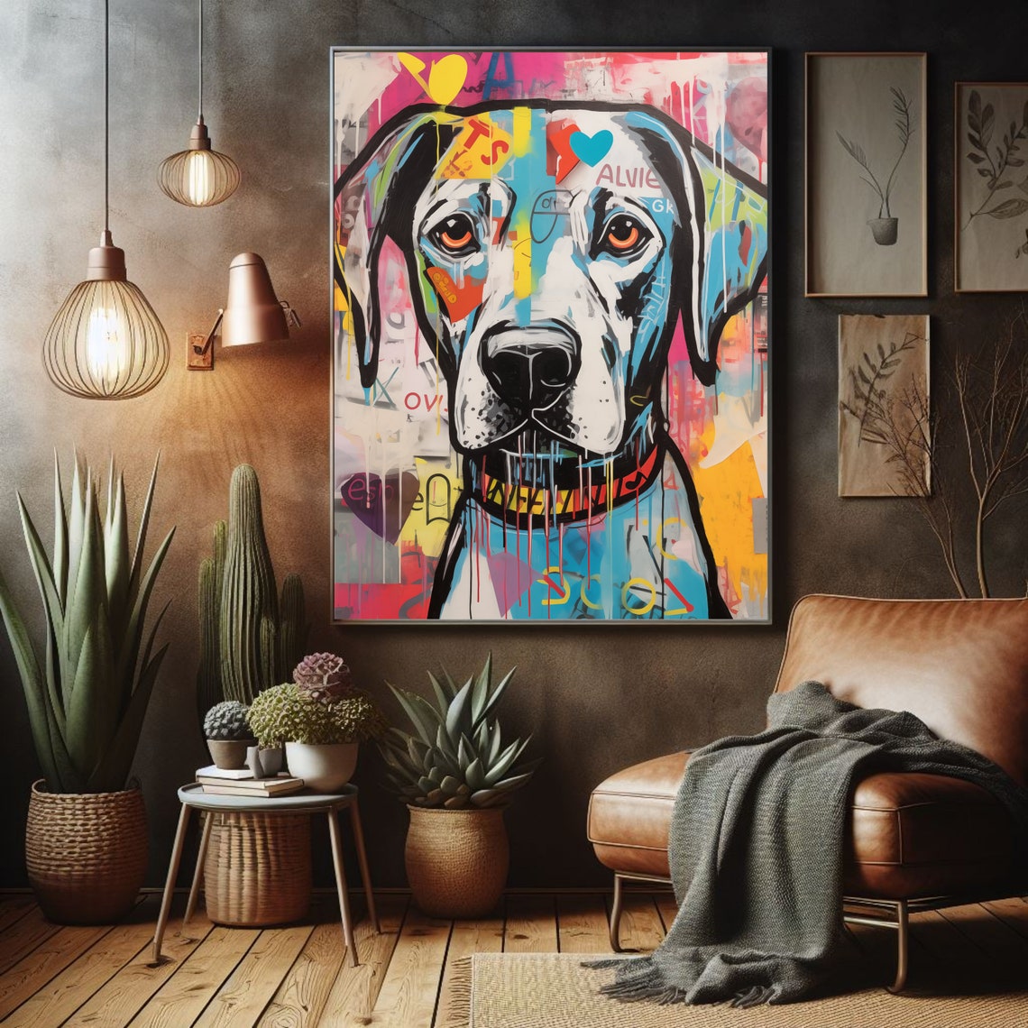 Graffiti Dog Art - Vibrant Urban Canine Canvas - Colourful Street Art ...
