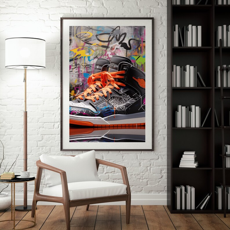 Graffiti Sneakers Art - Vibrant Urban Shoes Canvas - Colorful Street ...