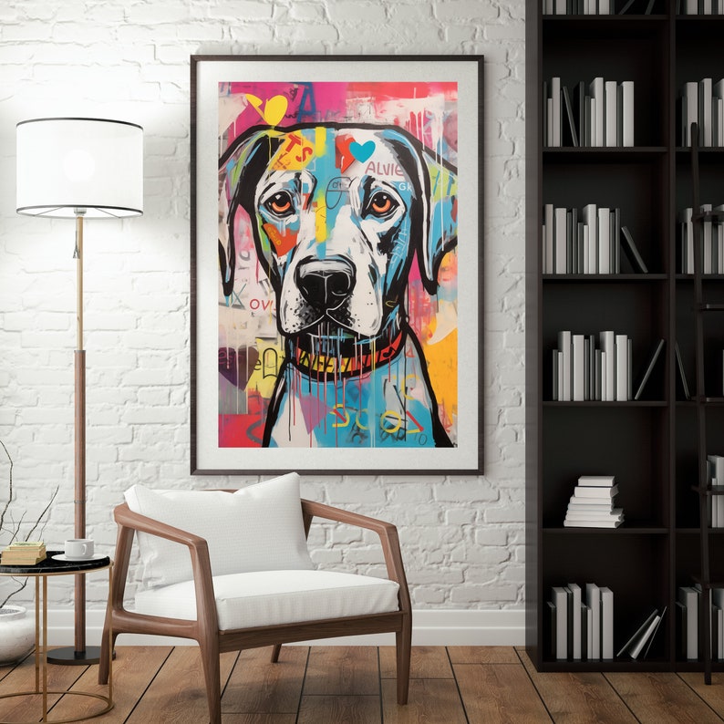 Graffiti Dog Art Vibrant Urban Canine Canvas Colourful Street Art Print ...