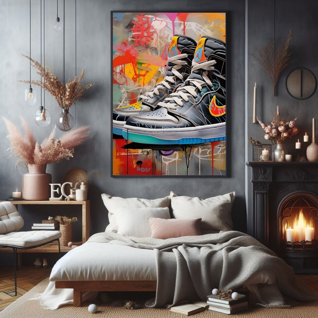 Graffiti Nike Sneaker Digital Art | Bold Urban Street Art | Colorful ...