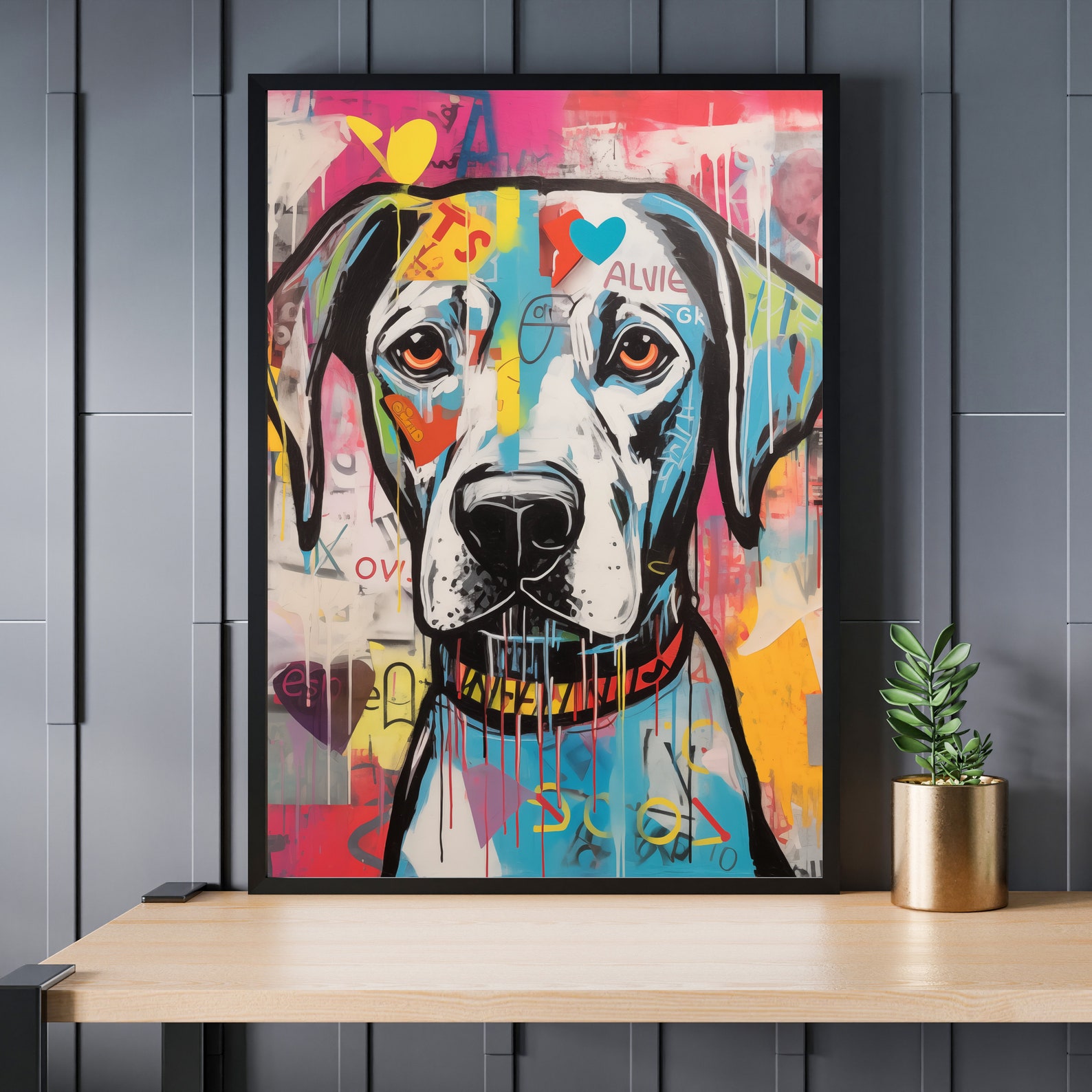 Graffiti Dog Art - Vibrant Urban Canine Canvas - Colourful Street Art ...