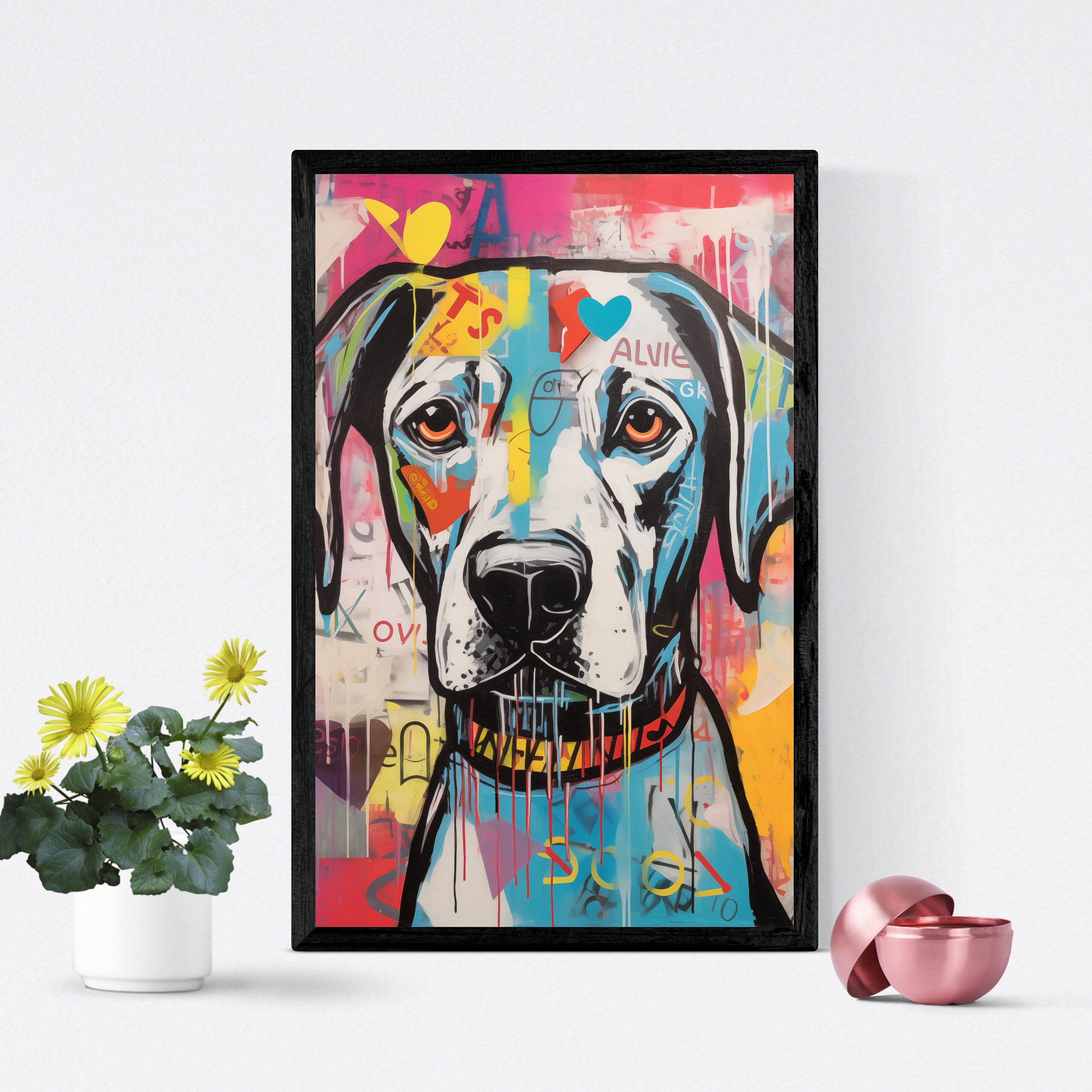 Graffiti Dog Art Vibrant Urban Canine Canvas Colourful Street Art Print ...