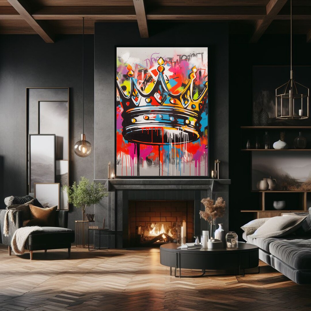 Graffiti Royalty: Dynamic Crown in Urban Art Style - Modern Wall Decor ...