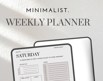 Minimalist Weekly Schedule Planner - Blank - Etsy