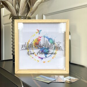 Personalized Travel Shadow Box Gift. Custom Wooden Keepsake Box ...