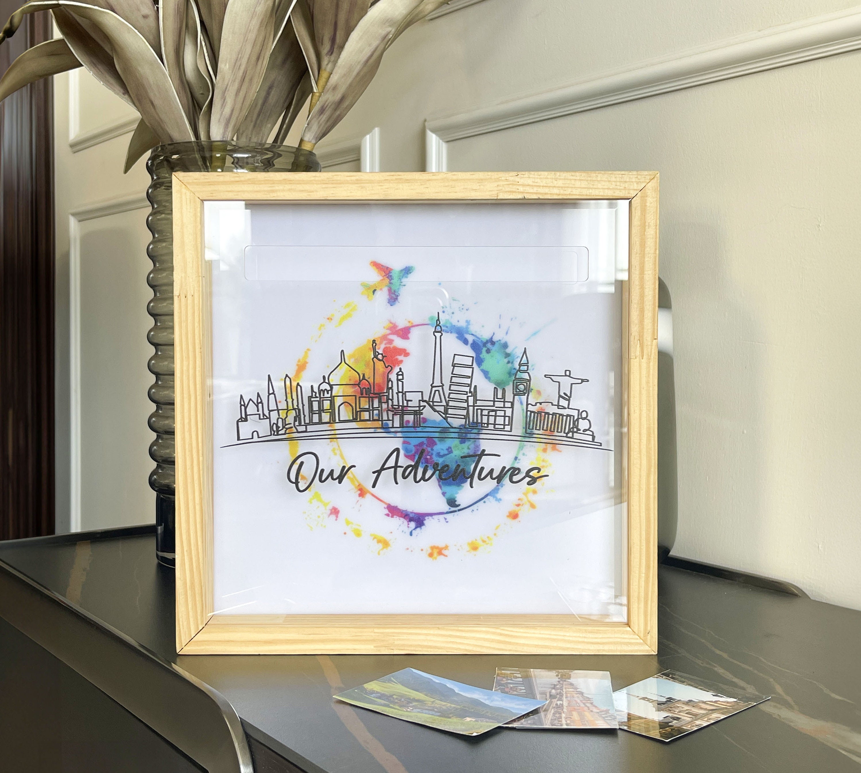 Personalized Travel Shadow Box Gift. Custom Wooden Keepsake Box ...