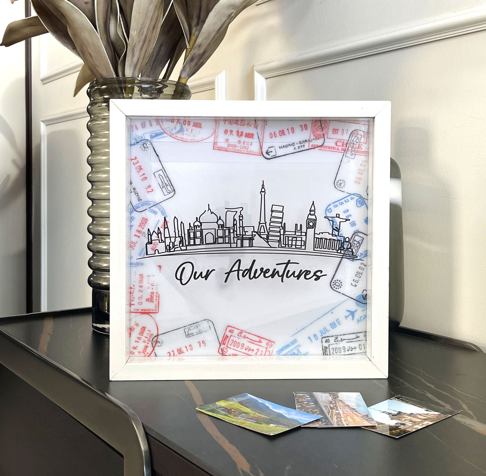 Personalized Travel Shadow Box Gift. Custom Wooden Keepsake Box ...