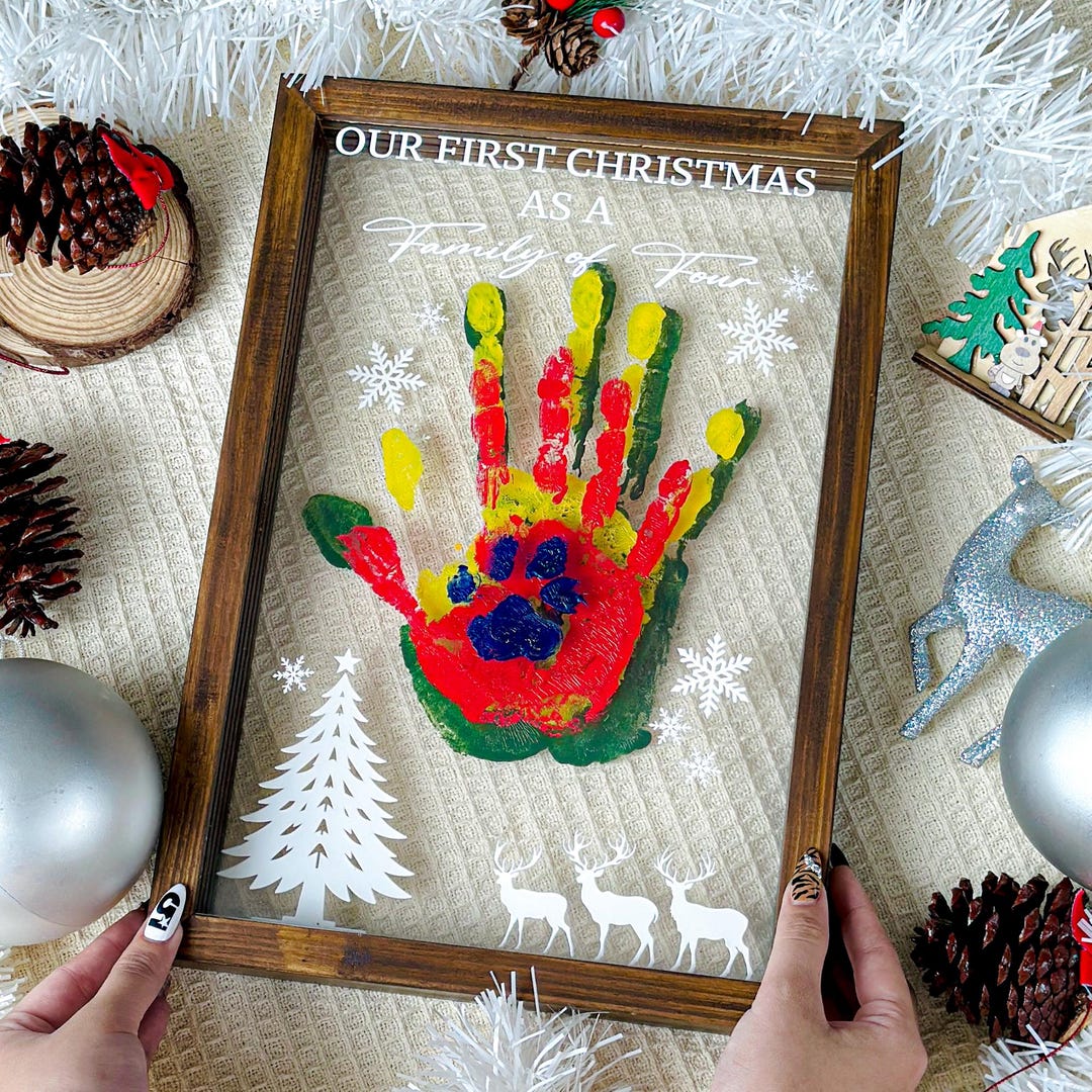Family Handprint Art Kit | Christmas Shadow Box | Family Keepsake Gift ...