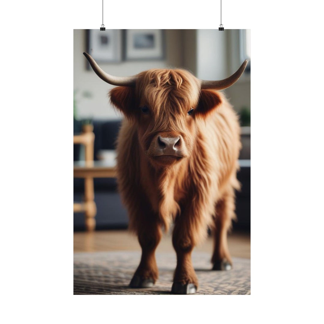 Highland Cow Vertical Poster: Wall Art, Decor, Hanging Decoration, Cute ...