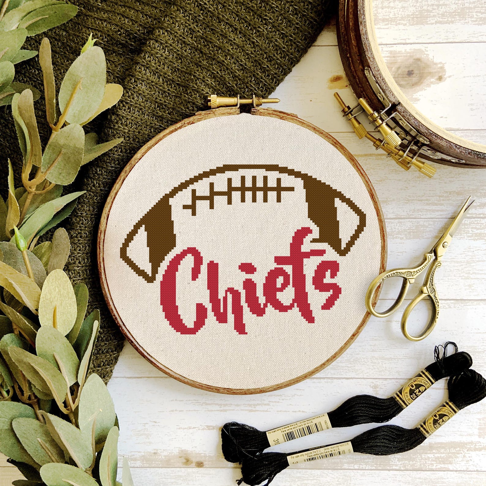 Three Pattern BUNDLE - Kansas City Chiefs Football Counted Cross Stitch ...