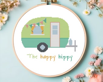 RV Camping Camper Live Love Camp Counted Cross Stitch Pattern - PDF ...