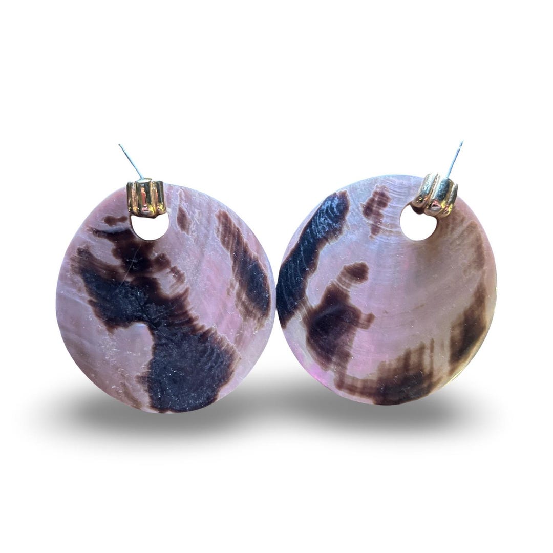 Vintage Mother of Pearl Tortoise Shell Earrings - Etsy
