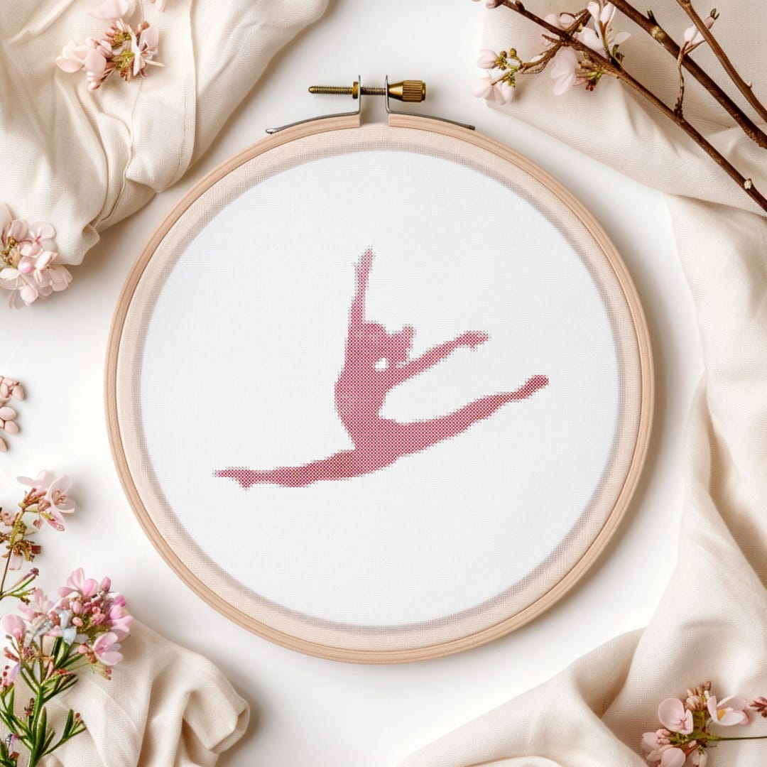 Gymnastic Dance Gymnastics Gymnast Pink Leap Cross Stitch Pattern - PDF ...