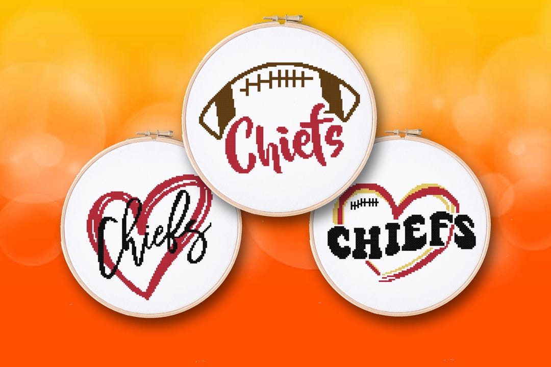 Three Pattern BUNDLE - Kansas City Chiefs Football Counted Cross Stitch ...