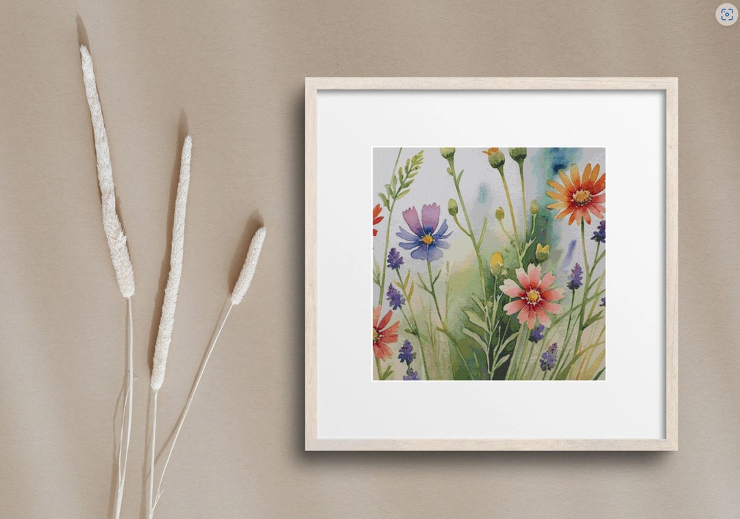 Wildflowers in Watercolor Counted Cross Stitch Pattern - PDF Digital ...