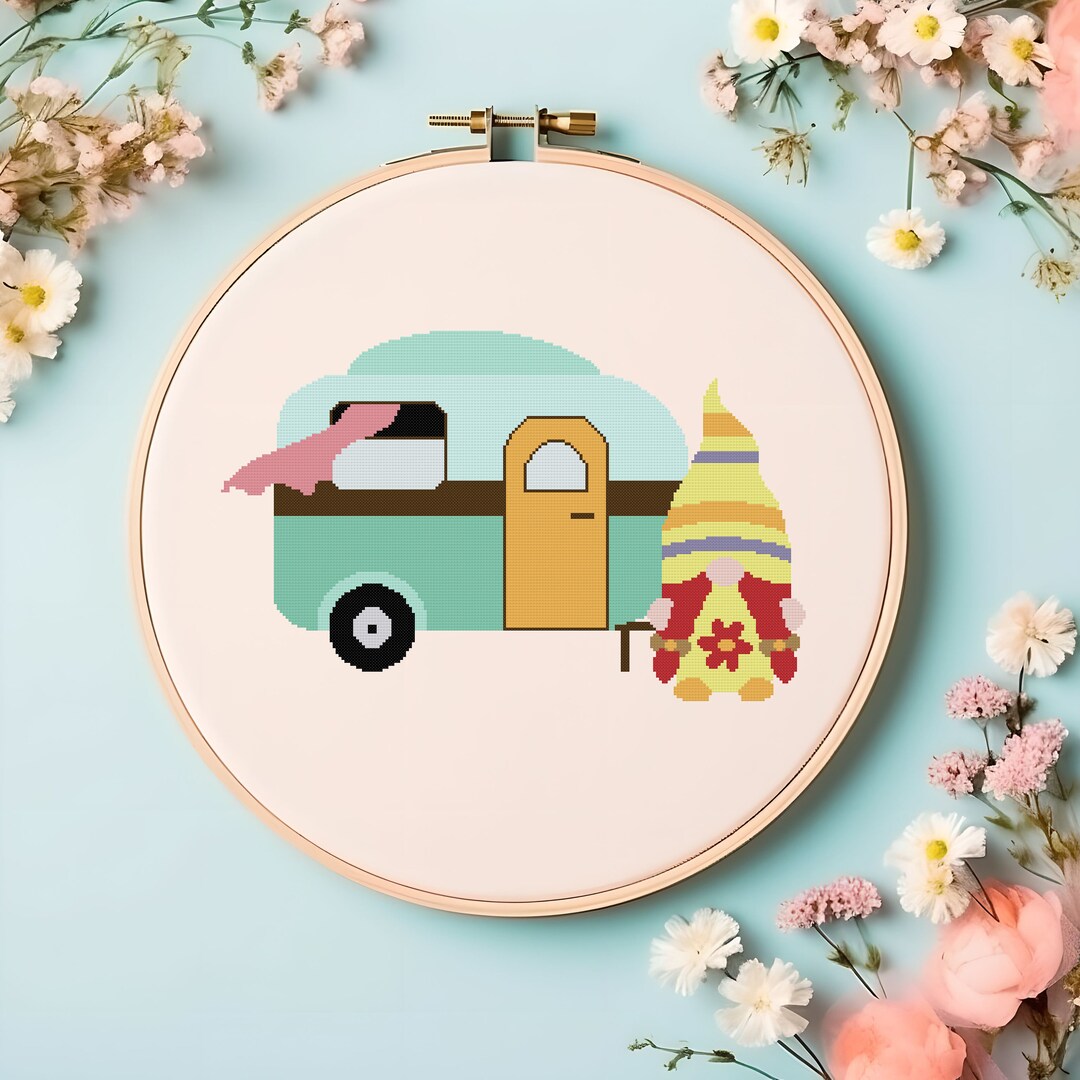 RV Camping Camper Gnome Counted Cross Stitch Pattern - PDF Digital ...