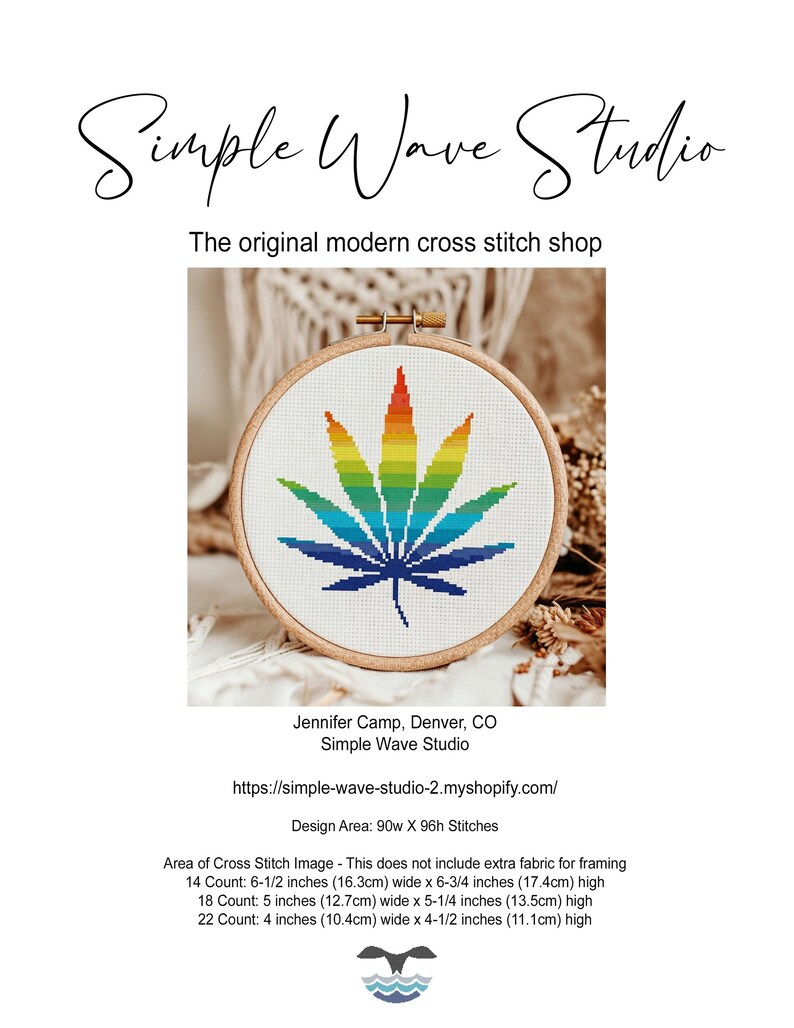Rainbow Weed Leaf Cross Stitch Pattern - Colorful Spring (PDF Digital ...