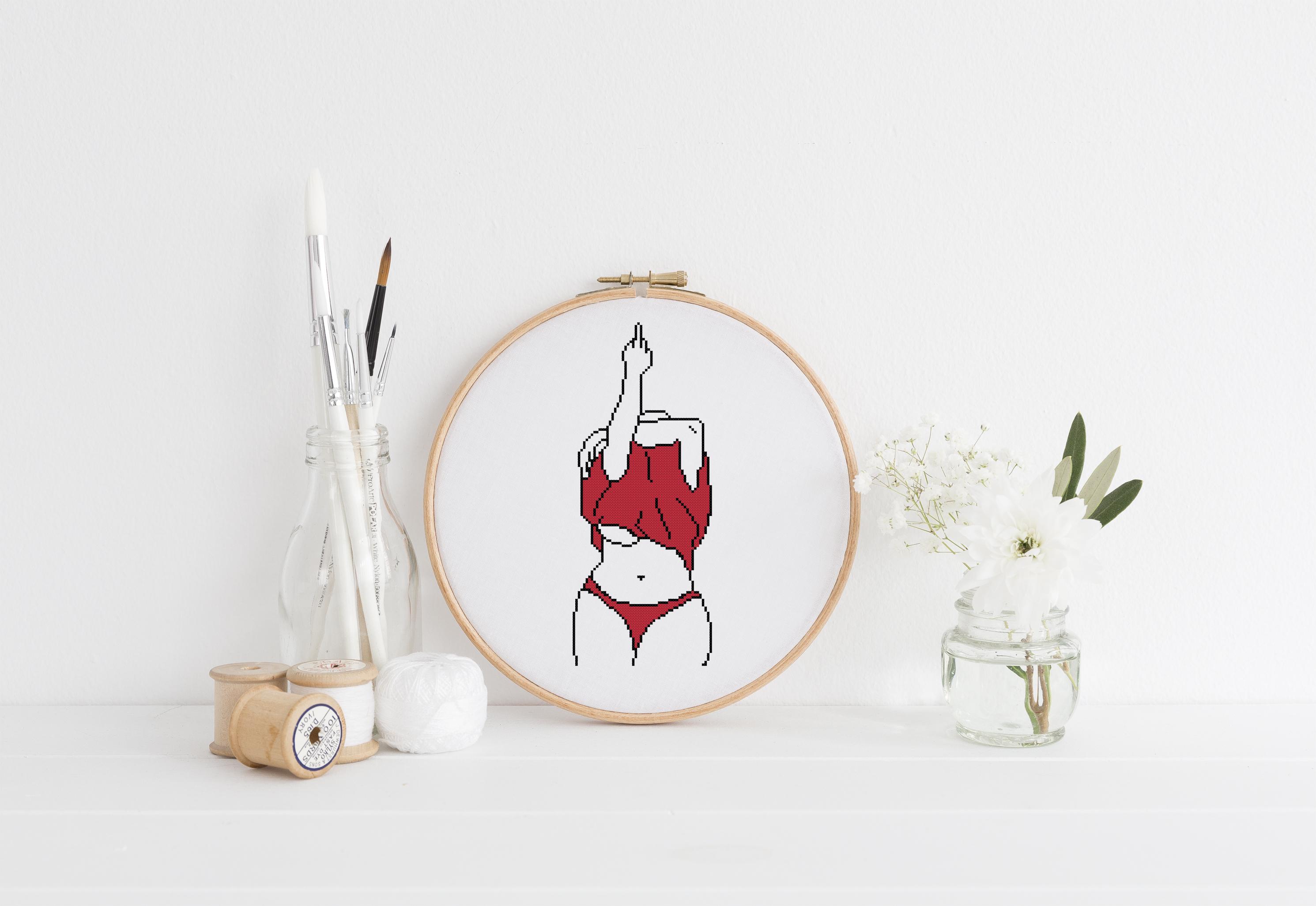 Subversive Middle Finger Female Women Feminine - Cross Stitch Pattern ...