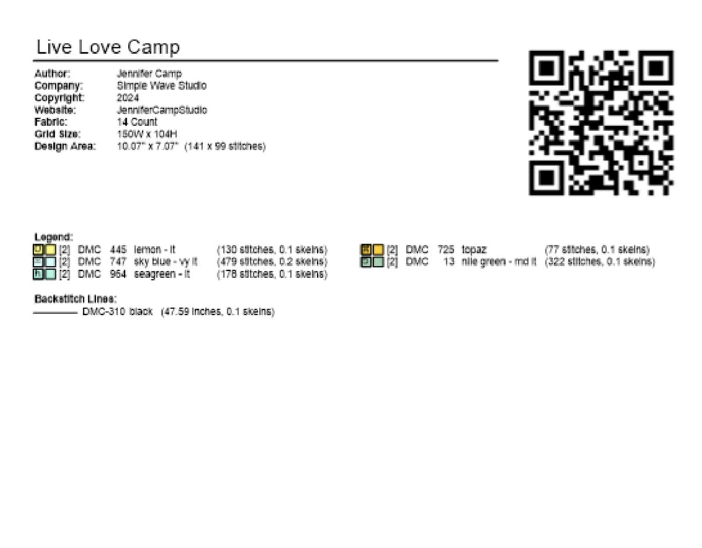 RV Camping Camper Live Love Camp Counted Cross Stitch Pattern - PDF ...