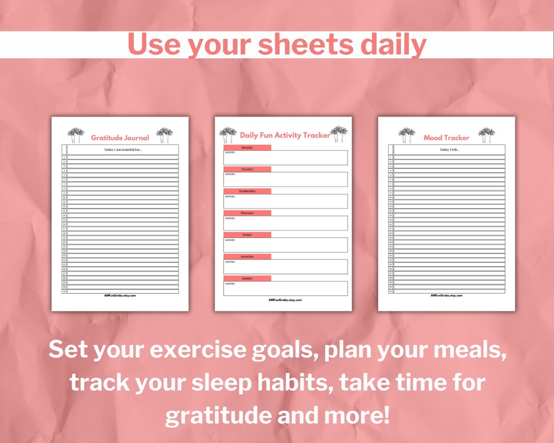 Self-care Health & Wellness Planner, Printable Workbook, Food Journal ...