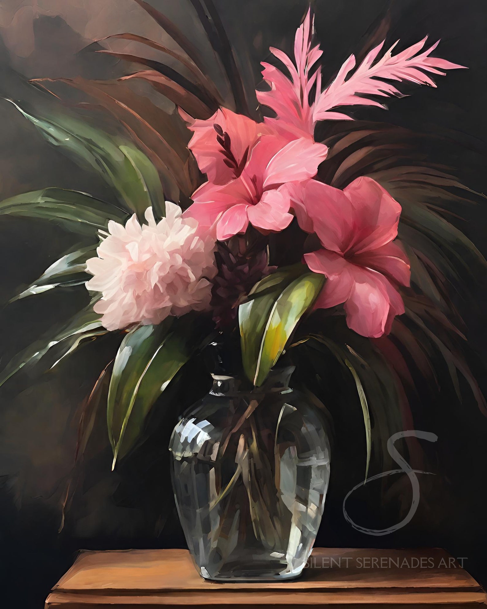 Tropical Flower Painting Print Home Decor Flower Wall Art Flower Vase ...