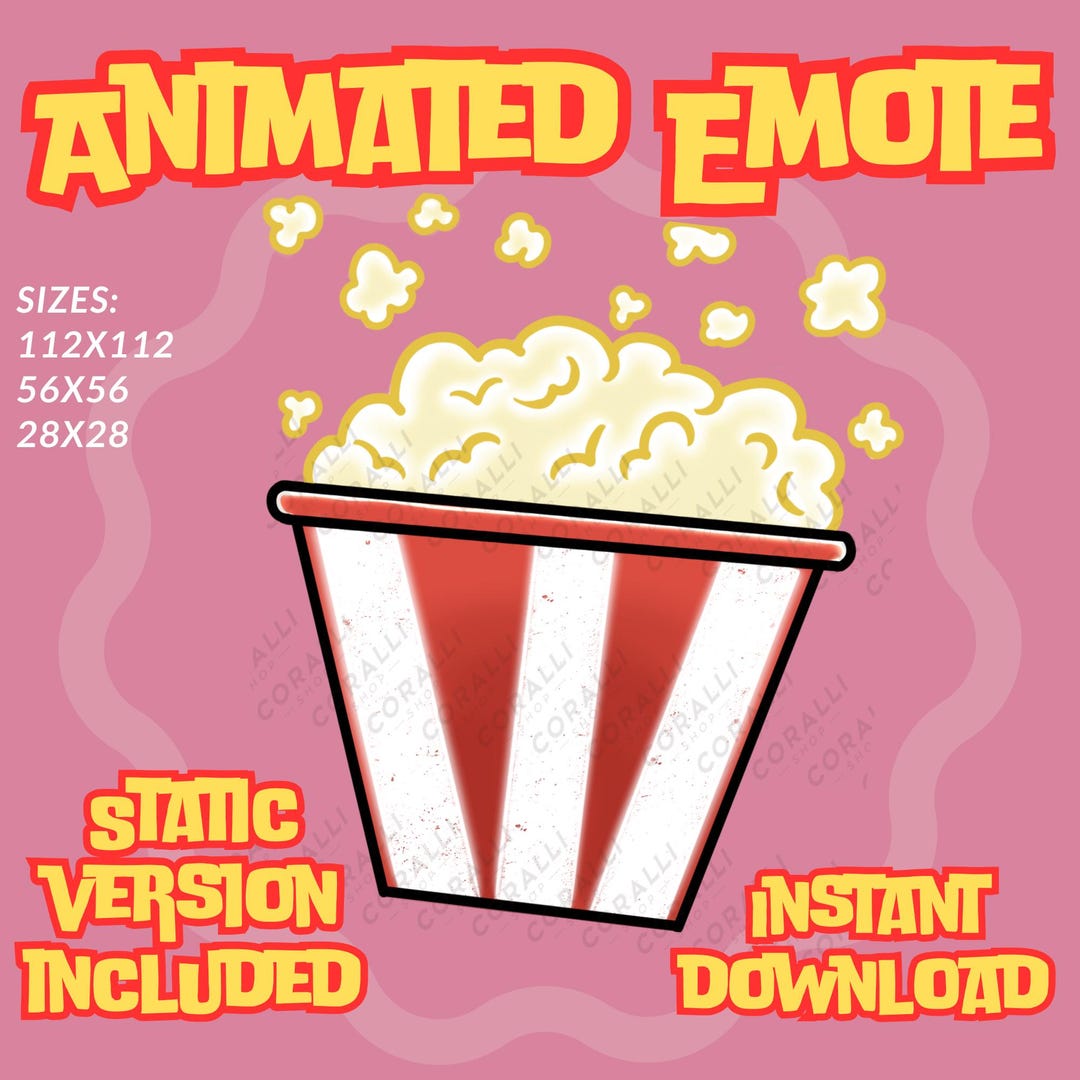 ANIMATED Twitch Emote, Popcorn Emote, Ready to Use, Static Emote ...