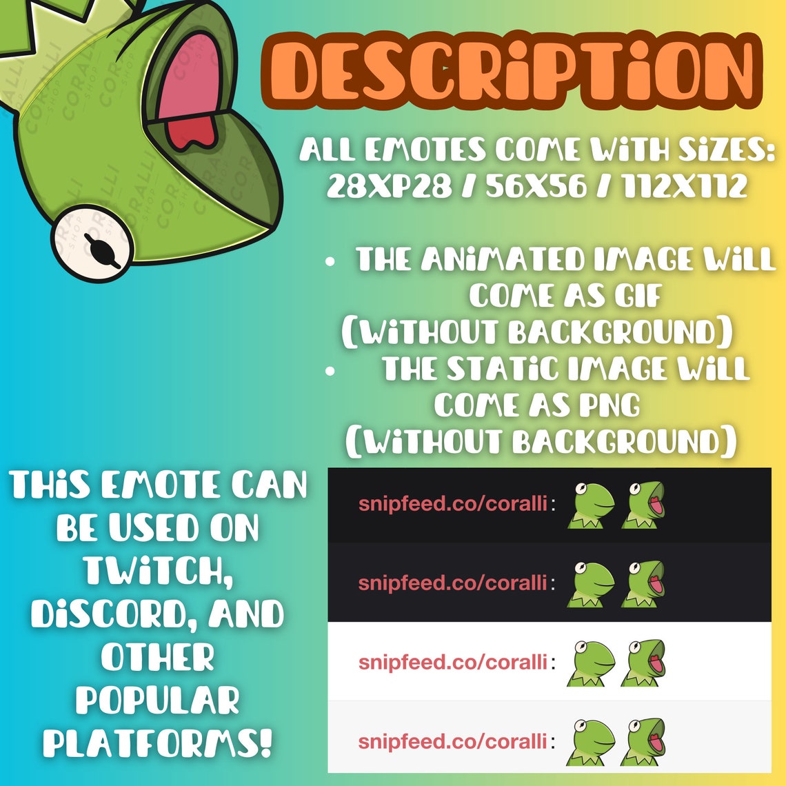 Animated Twitch Emote, Kermit Emote, Mouth Open Closed, Ready to Use ...