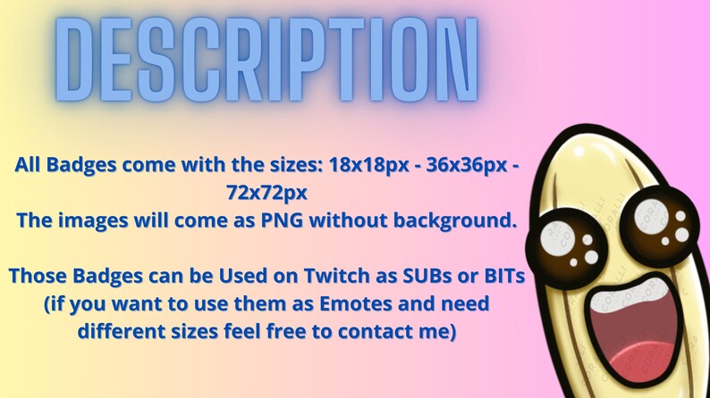 Banana Sub Badges Pack - Twitch Sub Badges - Bit Badges - Youtube ...