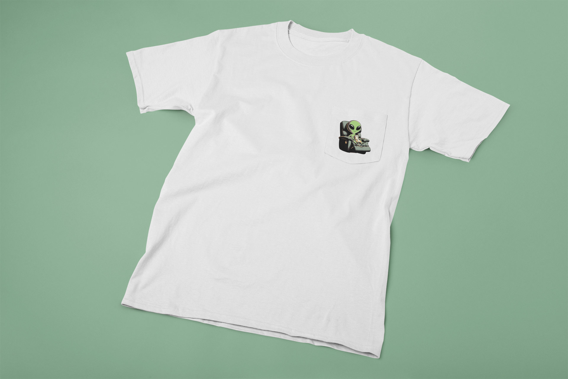 Aliens, Cats and Reclining Chairs / Funny Alien Pocket T-shirt Funny ...