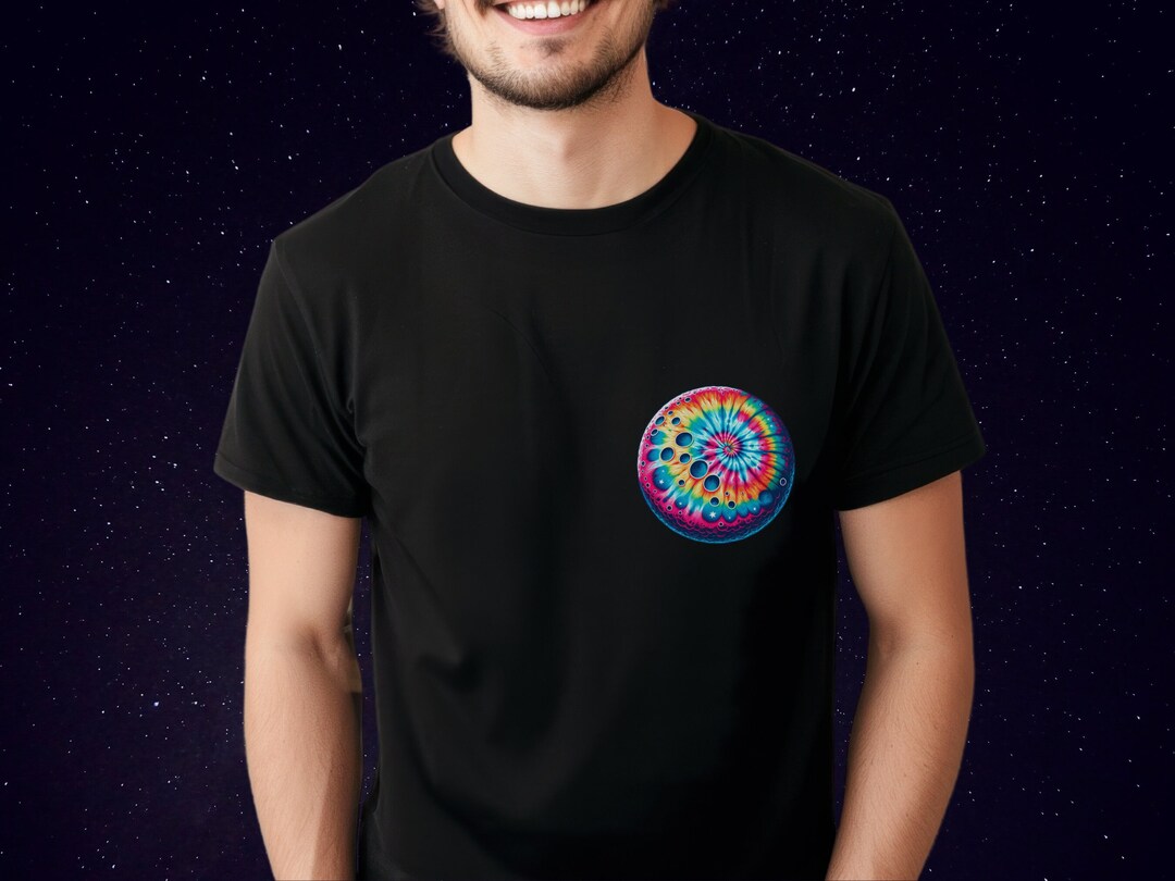 Tie Dye Moon Design Pocket T-shirt | Full Moon Pocket T-shirt ...