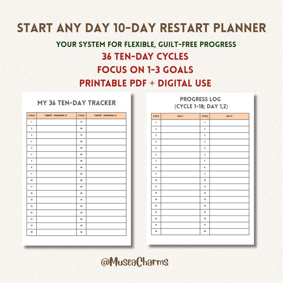 36 Ten-days Tracker - 2026 Year Planner - Undated Goal Tracker ...