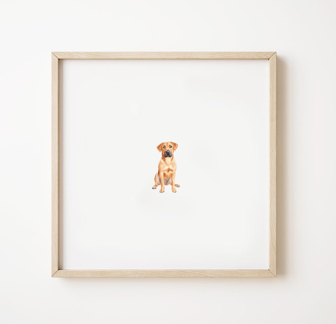 Dog Art Print, Digital Wall Decor, Mini Watercolor Painting, Rhodesian ...