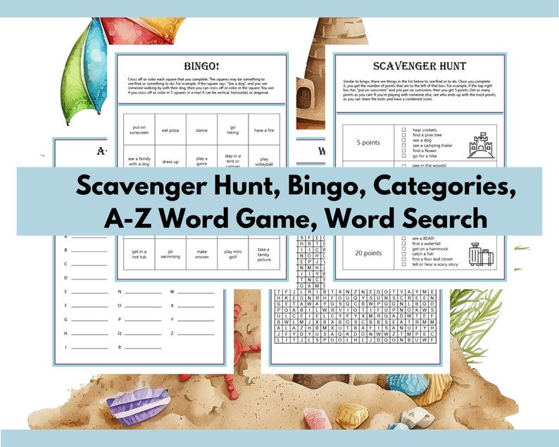 Printable Kids Vacation Games | Scavenger Hunt | Family Vacation ...