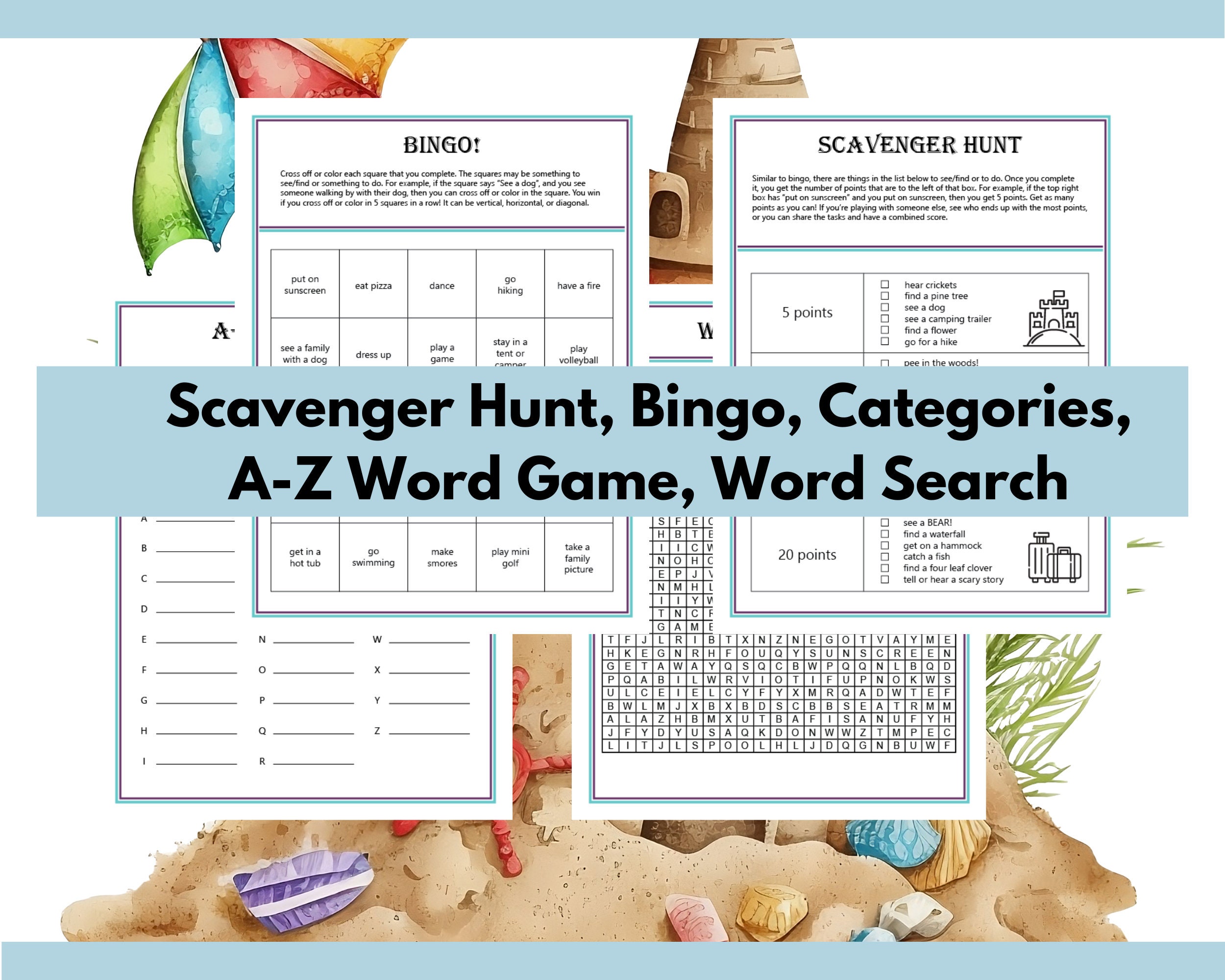 Printable Kids Vacation Games | Scavenger Hunt | Family Vacation ...