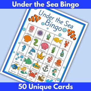 Bingo Cards - Under the Sea, Printable Party Game, Kids, ALL Ages ...