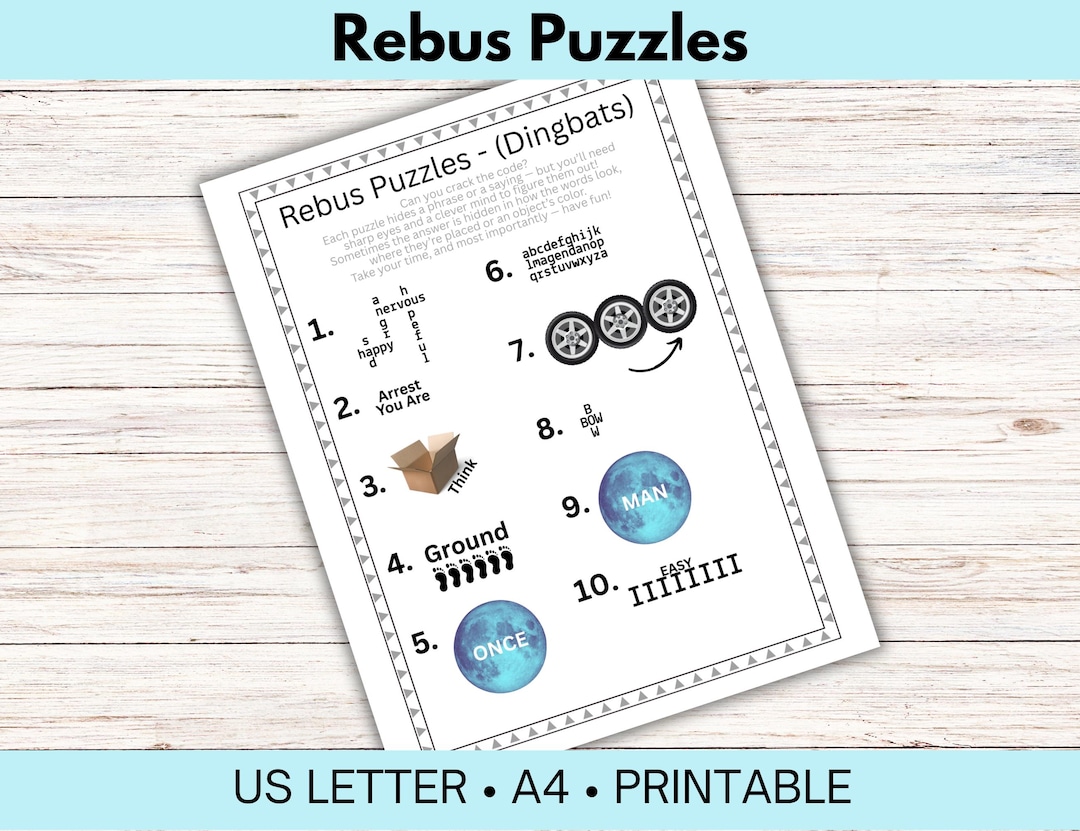 Rebus Puzzles for Teens and Adults ~ Dingbats ~ Brain Teasers ~ Word ...