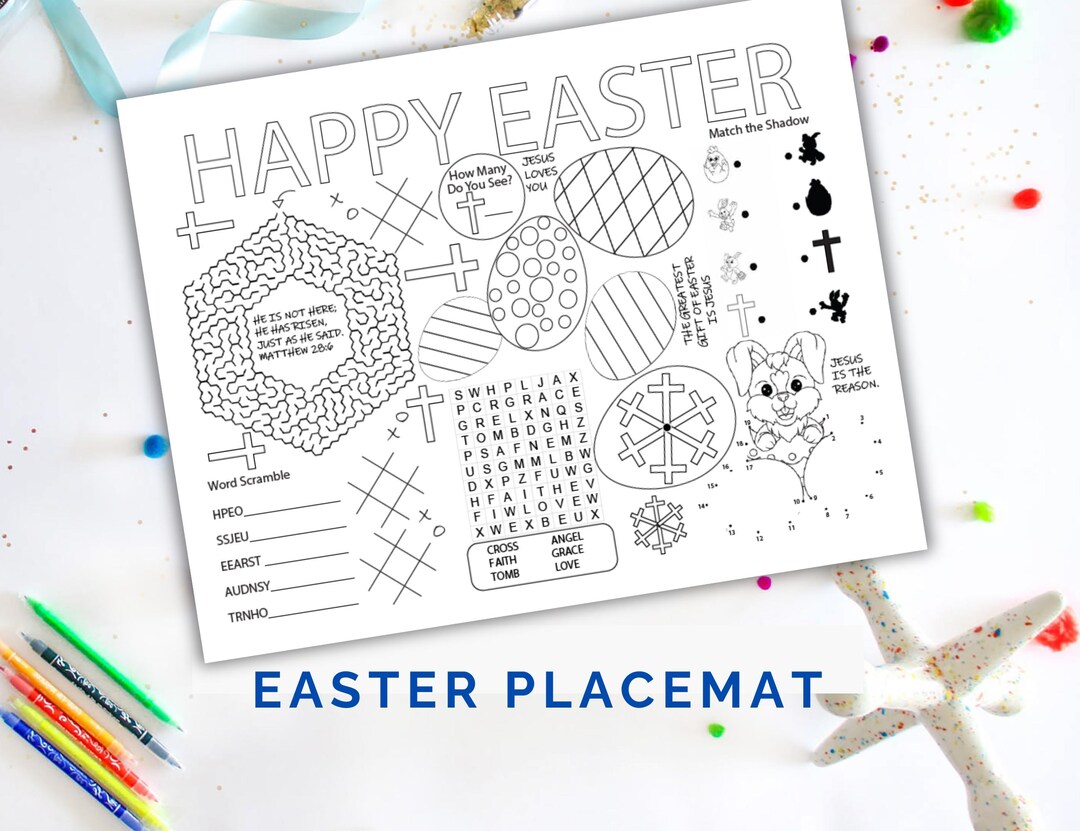 Easter Activity Mat, Religious Kids Craft, Educational Printable for ...