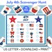4th of July Kids Scavenger Hunt: Independence Day Game (printable ...