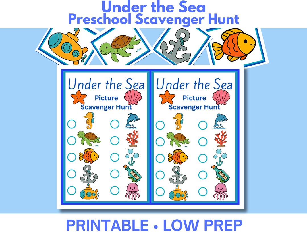 Under the Sea Scavenger Hunt Printable for Preschool, Picture Scavenger ...